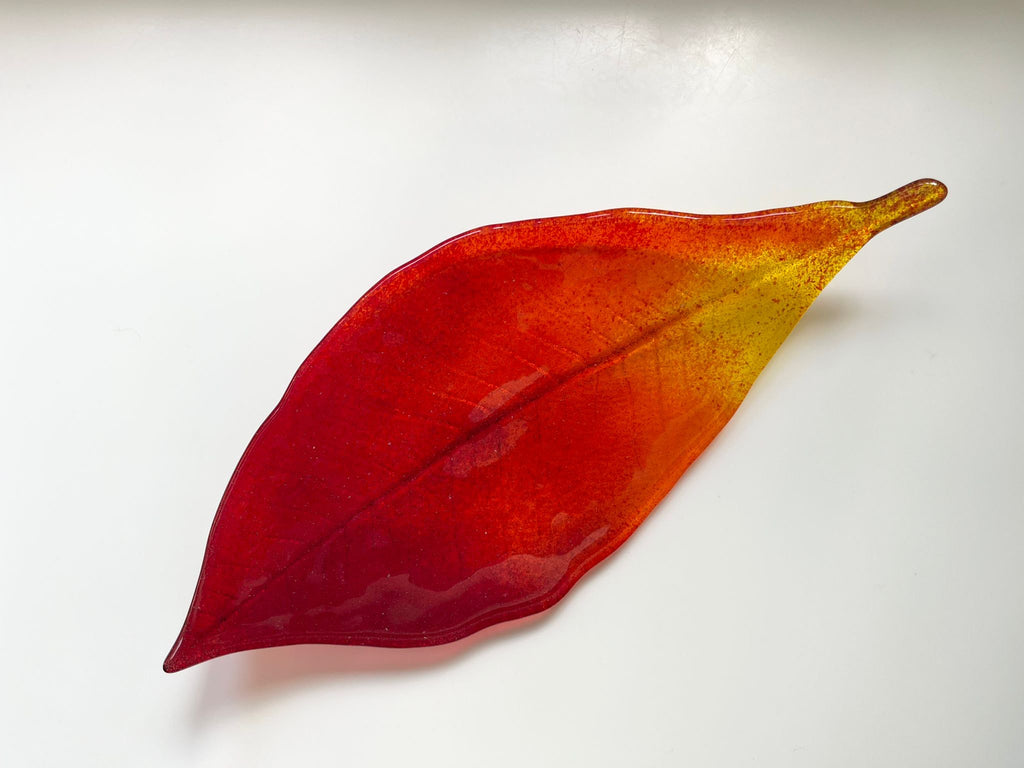 "Autumn Leaf 2" - cast glass leaf by Anna Croxen – Obsidian Art