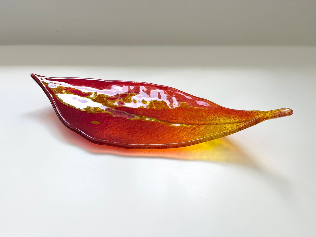 "Autumn Leaf 2" - cast glass leaf by Anna Croxen – Obsidian Art