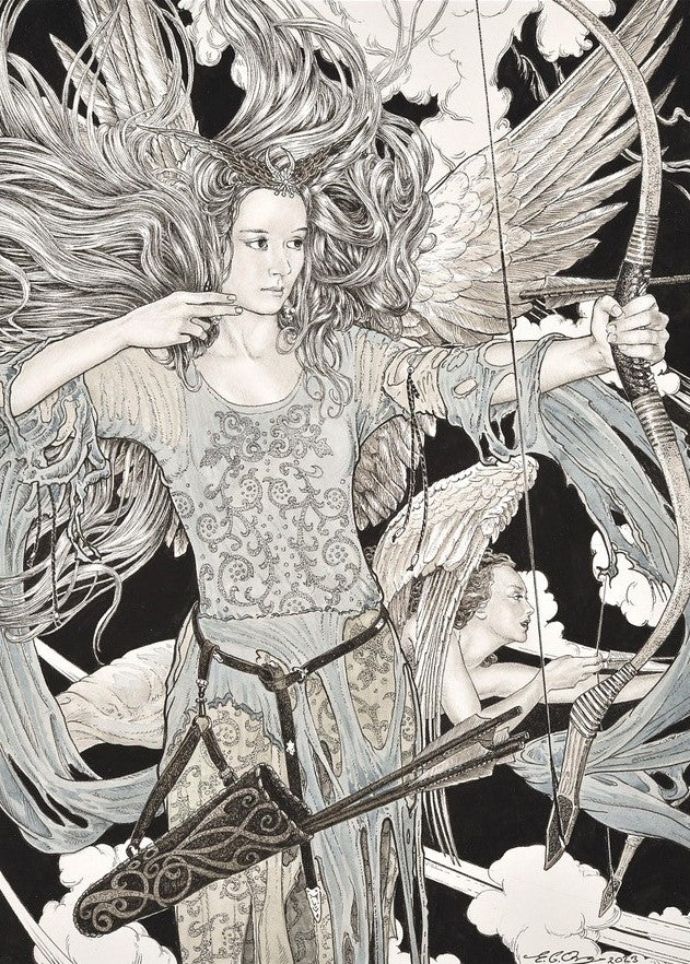 Archers - Original Pen & Ink and Watercolour by Ed Org – Obsidian Art