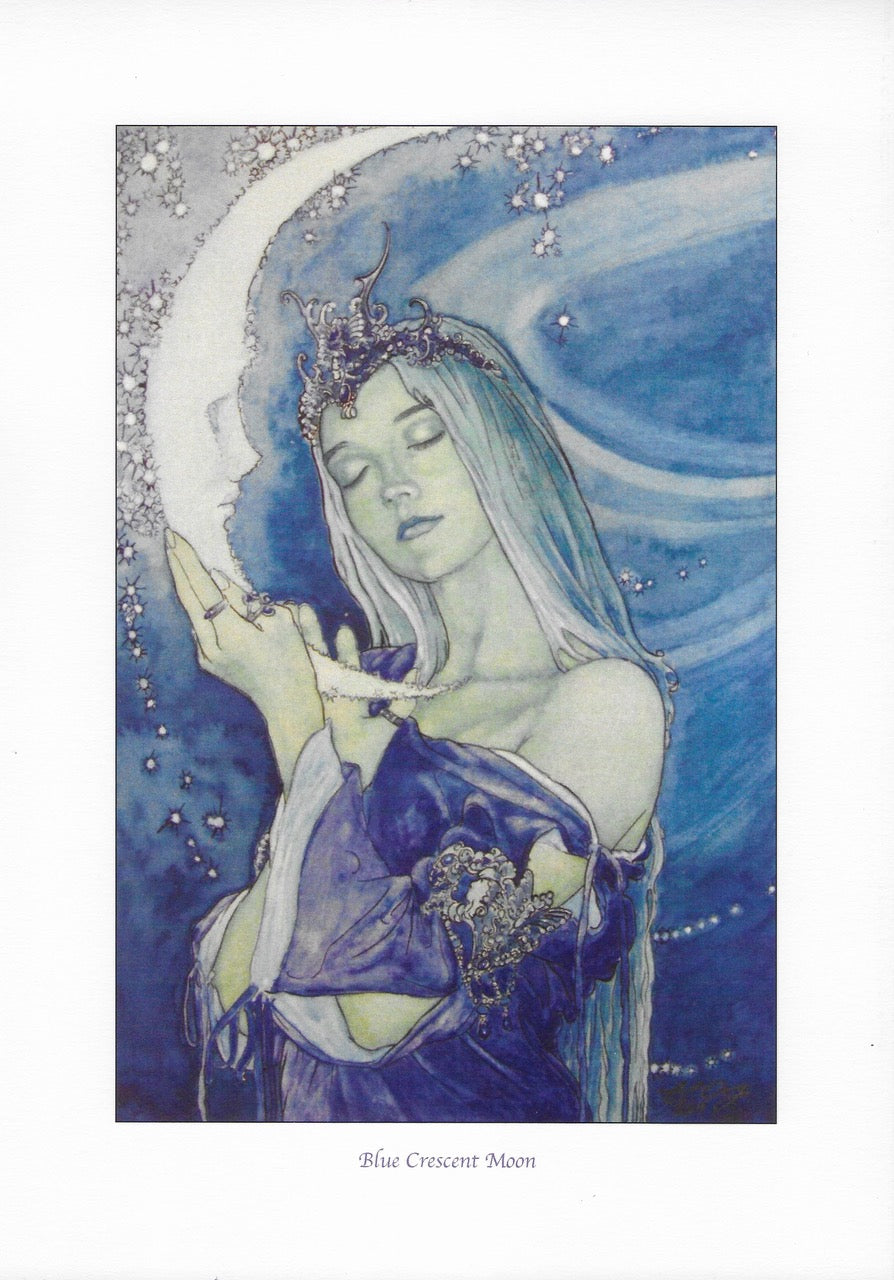 Blue Crescent Moon by Ed Org – Obsidian Art
