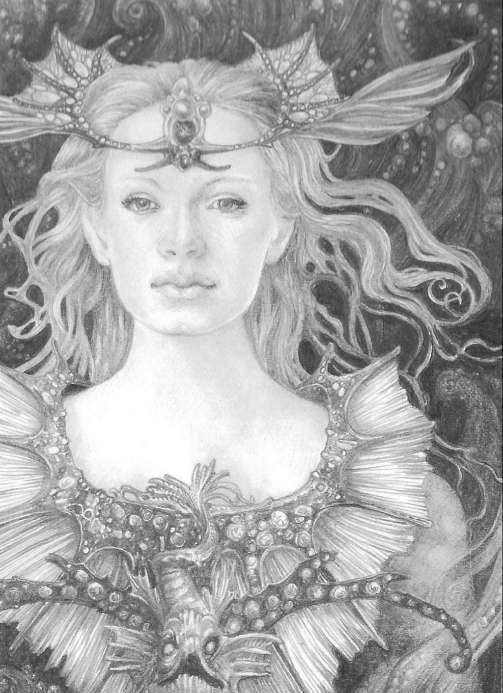 Daughter of the Sea - Original Pencil Drawing by Ed Org – Obsidian Art