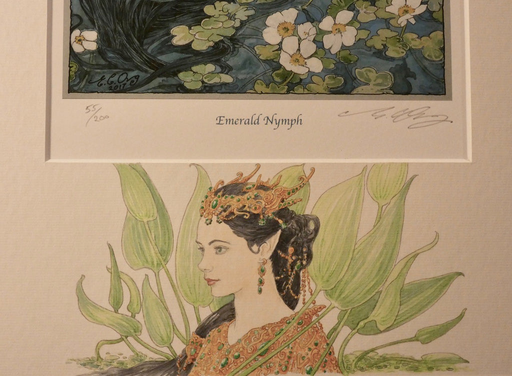 'Emerald Nymph' - print with hand-drawn detailing on mount by Ed Org ...