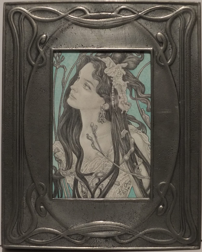 Head Study 2 - original pencil drawing by Ed Org in French pewter frame ...