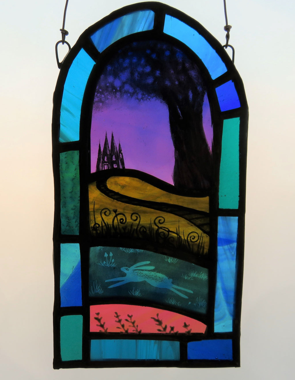 "Fairy Castle" (Arch) Stained glass panel by Debra Eden – Obsidian Art