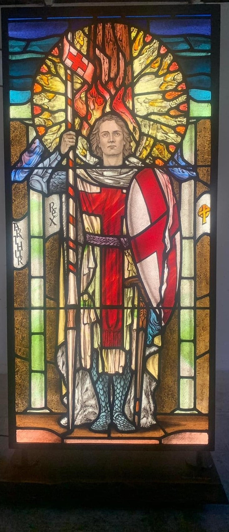 King Arthur - stained glass panel by Petri Anderson – Obsidian Art