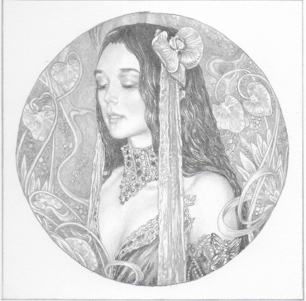 Water Nymph - Original Pencil Drawing by Ed Org – Obsidian Art