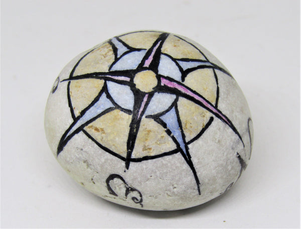 'Compass' Hand Painted Stone by Alexis Penn Carver – Obsidian Art