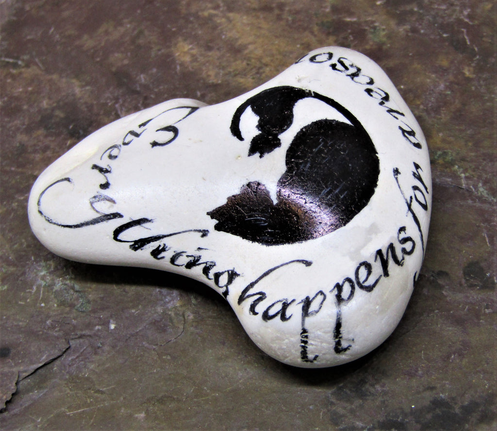 Cat and Kitten Hand Painted Stone by Alexis Penn Carver – Obsidian Art
