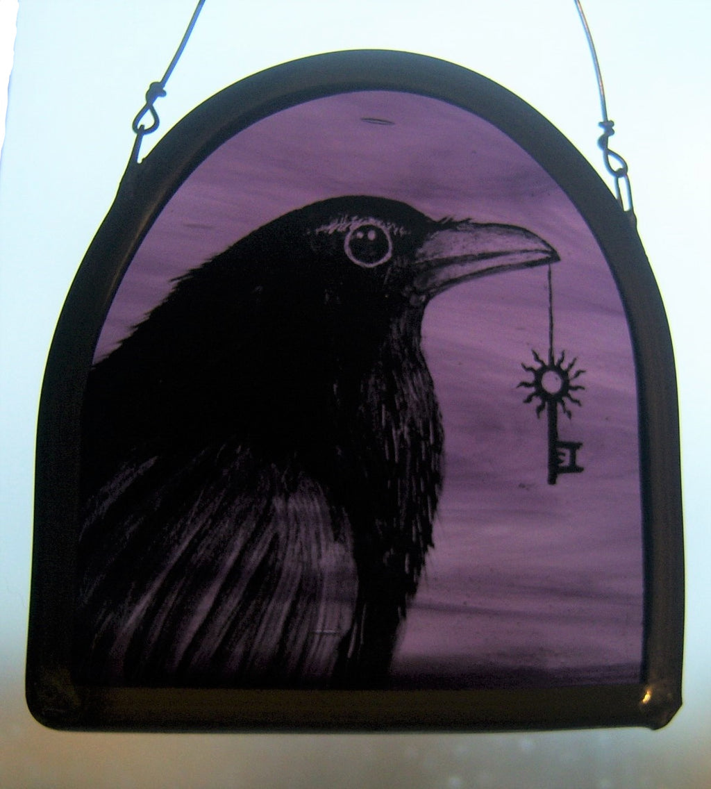 Crow and Key - Glass by Debra Eden – Obsidian Art