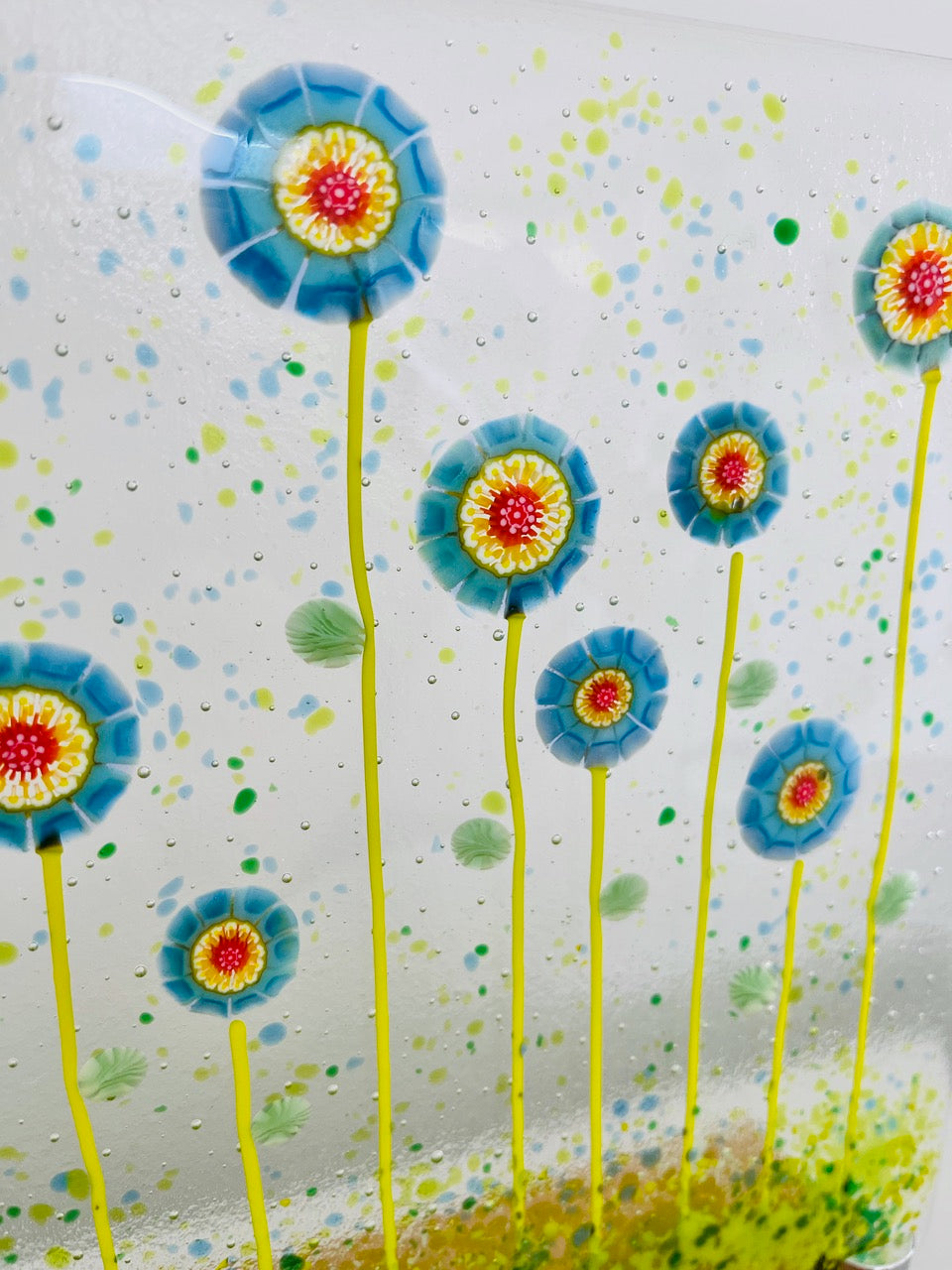 "Mandala Meadow" (medium)- Fused Glass by Anna Croxen – Obsidian Art