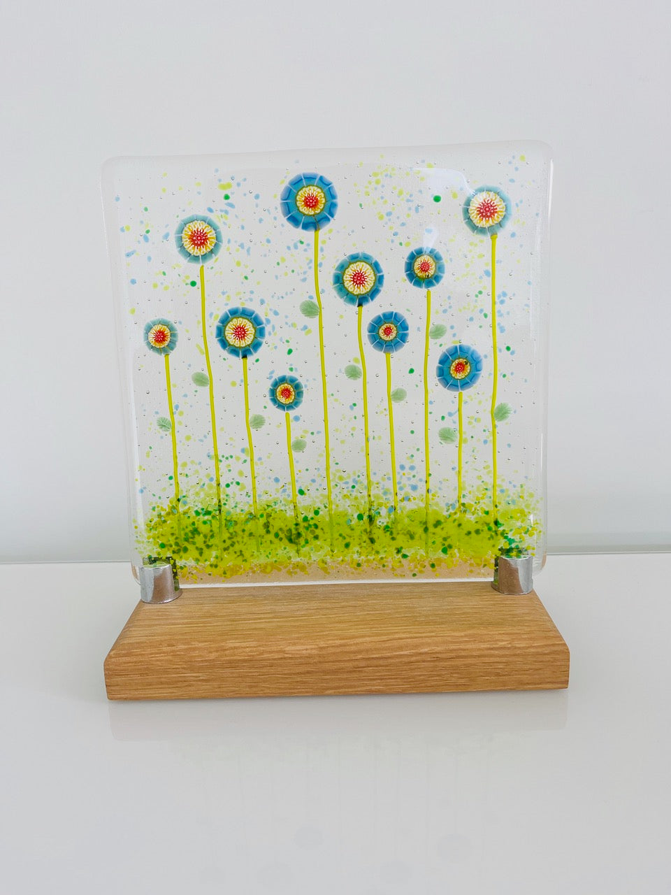 "Mandala Meadow" (medium)- Fused Glass by Anna Croxen – Obsidian Art