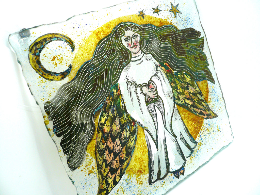 Angel with Long Hair - stained glass by Bryan Smith (BJS309) – Obsidian Art
