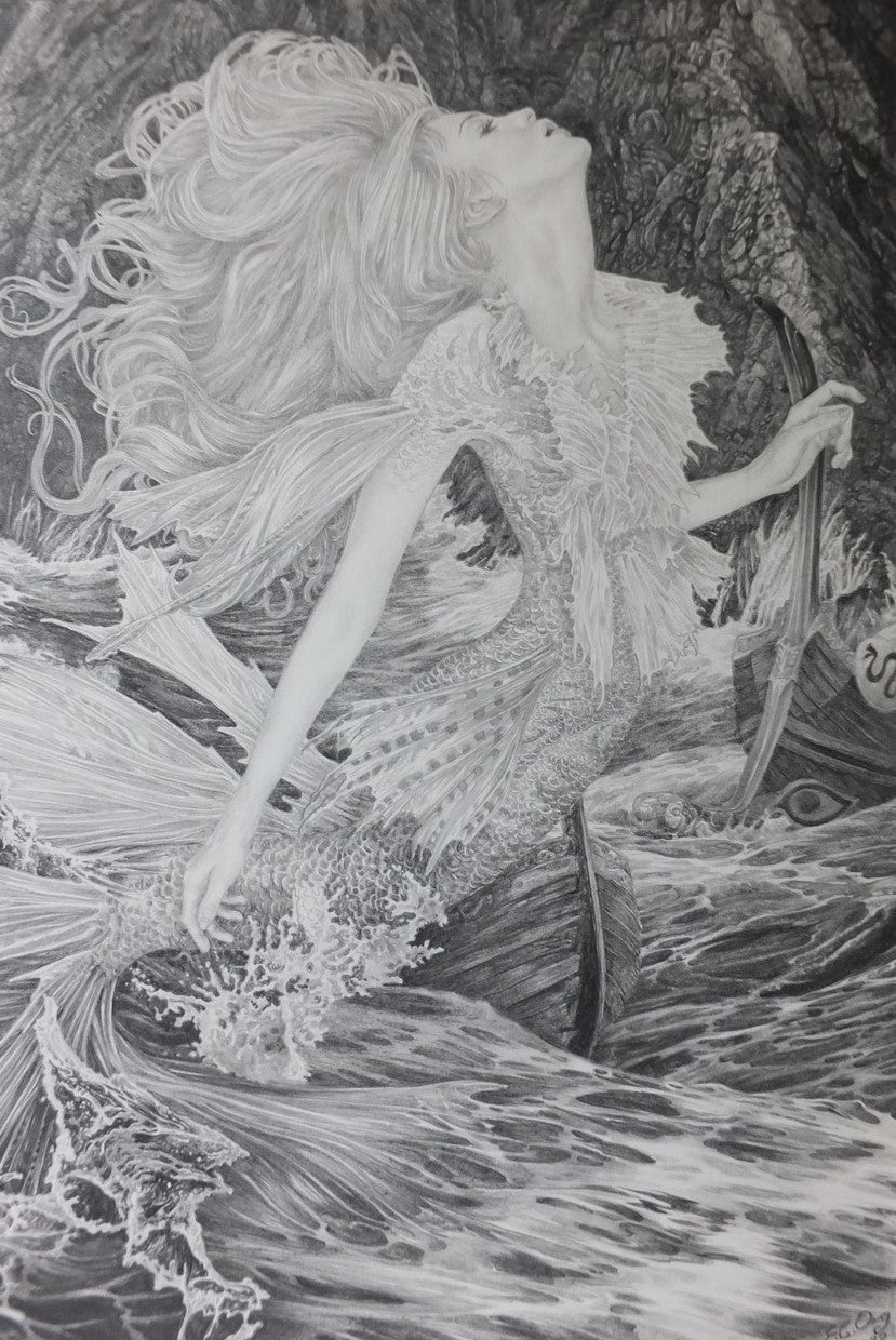Cry of the Siren - Original Drawing by Ed Org – Obsidian Art