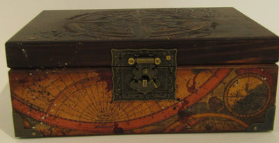 Antique World Map Design Decorated Wooden Box – Obsidian Art