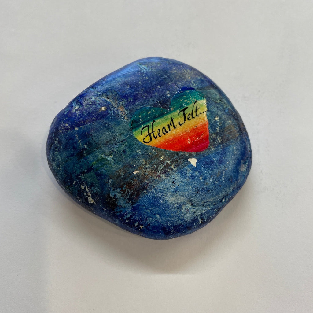 "Heart Felt Thanks" Hand Painted Stone by Alexis Penn Carver – Obsidian Art