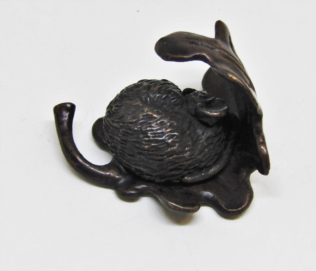 Bronze Miniature Sleeping Mouse in Oak Leaf – Obsidian Art